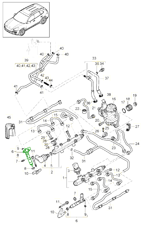 Metzger 0870218 Porsche 95811012810 High pressure injector for Porsche ...