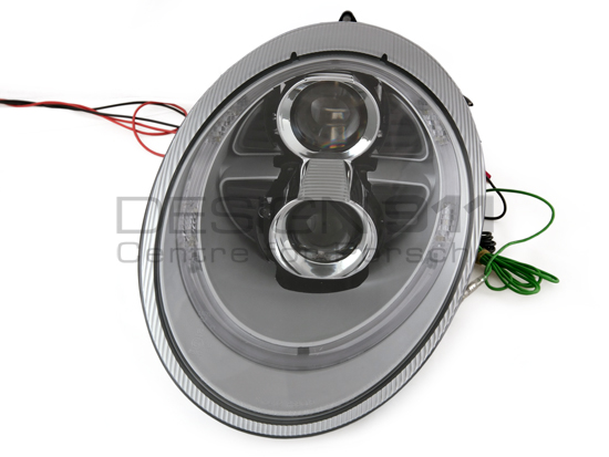 HEADLAMP DUAL PROJECTOR HALOGEN + AURORA LIGHT Porsche 997 05-08 SILVER ...