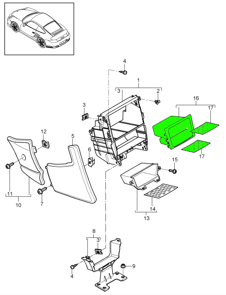 Used Centre Console Storage Shelf. Porsche 987 Cayman / 987 Boxster ...