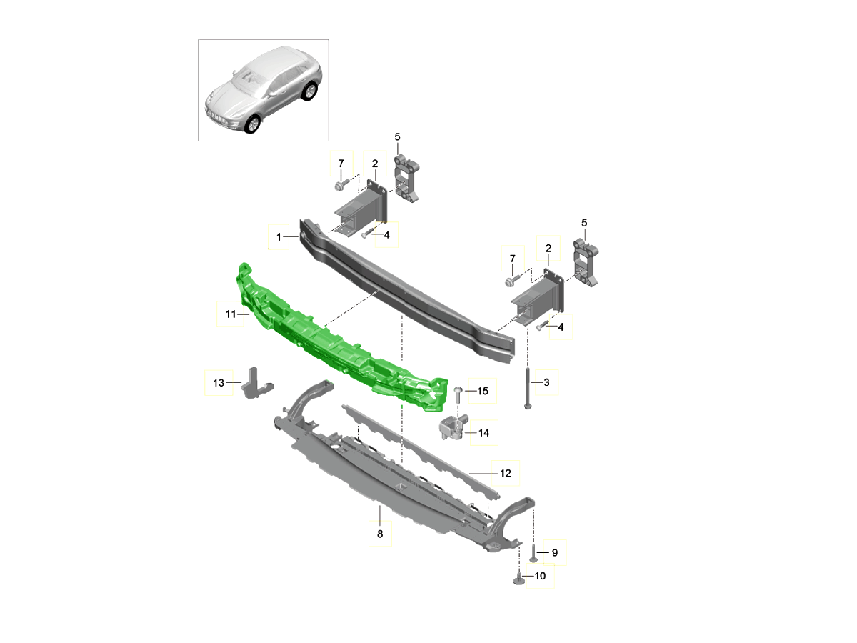 Porsche 95B.1 Macan Front bumper plastic foam strip 95B807550J ...