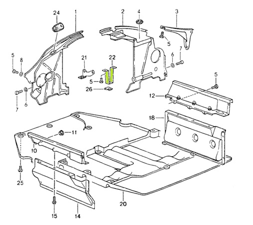 Bracket engine undertray. Porsche 964 Carrera 2 tiptronic - 96411910730 ...