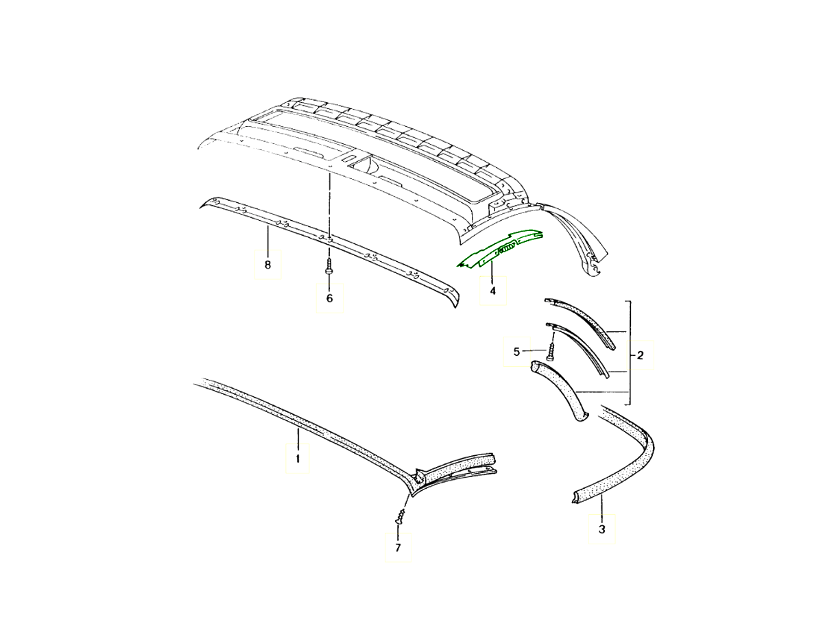 Porsche 986 Boxster Convertible top retaining strip 98656111500 ...