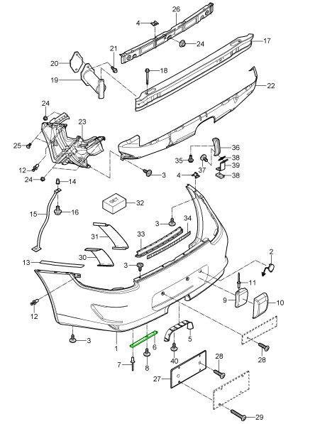 Porsche Rear Bumper Brackets, Retainers & Braces | OEM Mounting ...