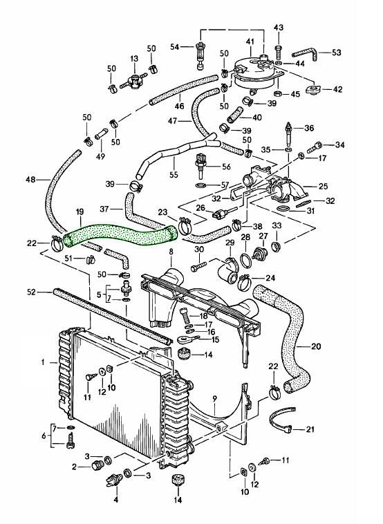 Porsche 928 Radiator coolant hose upper 92810623808 - 92810623808/1 ...