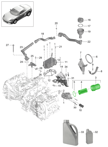Porsche 718 Boxster Cayman Oil Filter Compete 9A210702400 / 0PC115403 ...