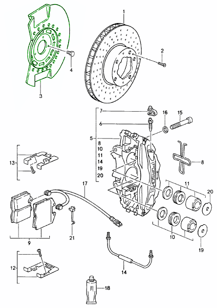 Porsche 993 RS Brake disc cover plate Front 99335180380 99335180480 ...