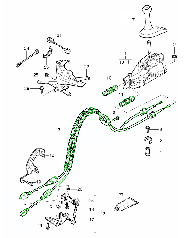 Porsche Boxster Transmission Shift Cable 98742404211 - SHIFTCABLEKIT01 ...