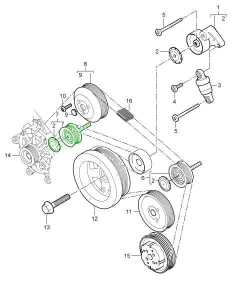 GATES T36876 Porsche 94810211821 Belt deflection roller for Porsche 957 ...