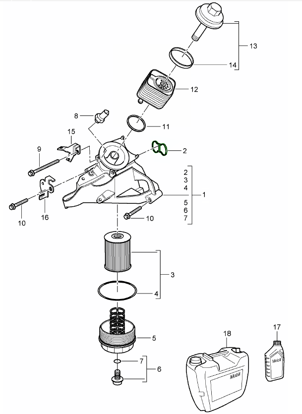 Porsche Cayenne Radiator Oil Cooler on Engine gasket 95510711100 ...