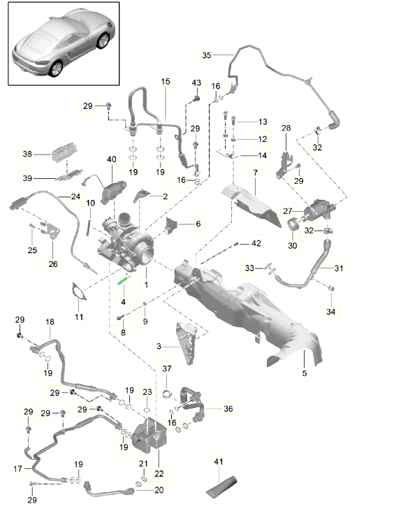 Porsche 718 Boxster Cayman Stud for turbocharger 99906140901 ...