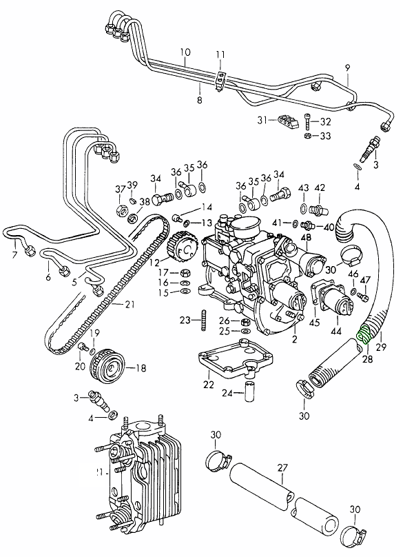 Porsche 90111029500 Pre-heat pipe for injection pump for Porsche 911 ...
