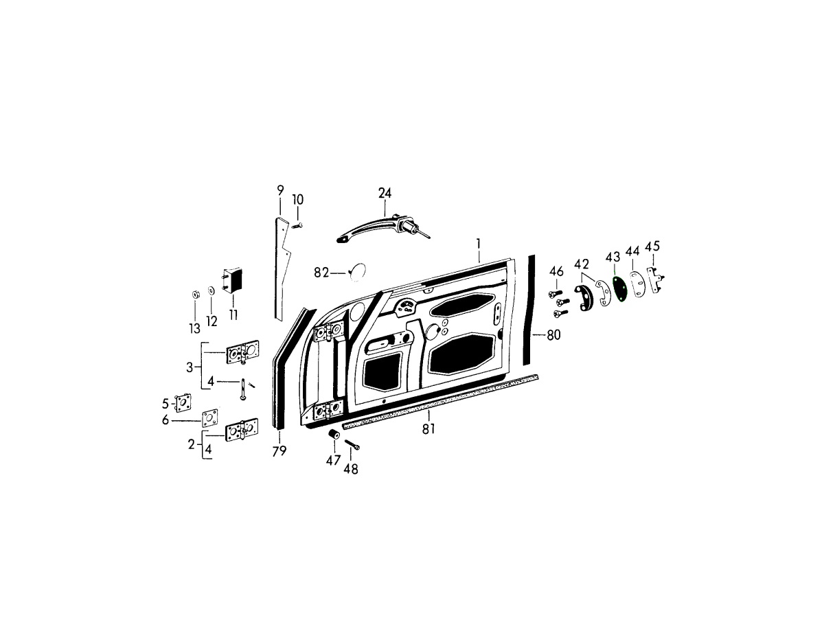 Insert door lock striker 1mm. Porsche 356 64453172300 - 64453172300/1 ...