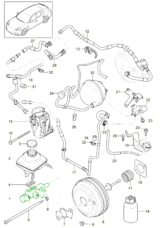 Porsche 970 Panamera Brake master cylinder 97035591001 - 97035591001/1 ...