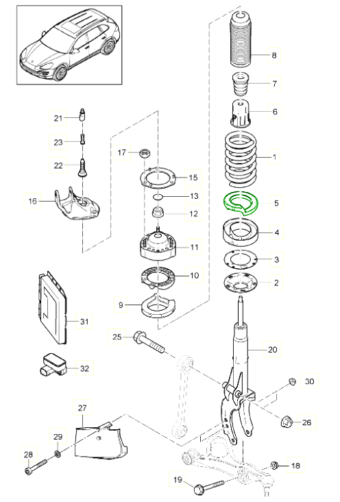 Original Porsche 95834352100 Shock absorber spring insulator, Front ...