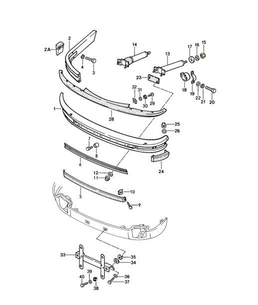Hexagon lock nut front and rear bumper bracket. Porsche 911 ...