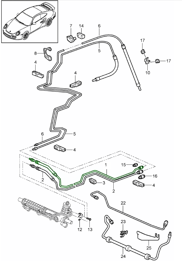 Porsche 997 GT2 RS Power steering pressure line 99734745106 ...