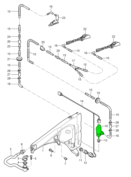 Porsche 95562817201 Windshield washer pump for Porsche Cayenne 955 957 ...