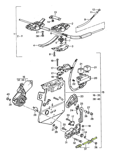 Cable tube sunroof. Porsche 924S / 944 / 968 - 94456404800 | Design 911