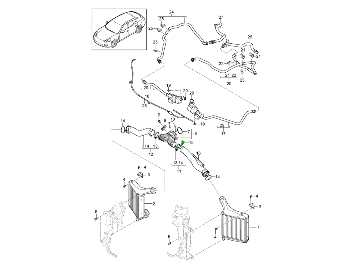 Porsche 970 Panamera 4.8L Breather line 97011024870 - 97011024870 ...