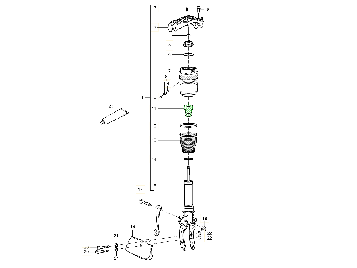Shock absorber rubber stop. Porsche 955/957 Cayenne with Air suspension ...