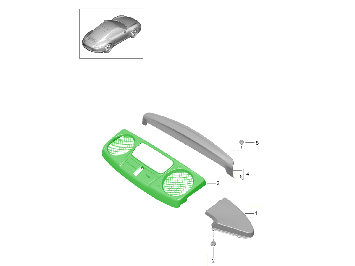 Porsche 991 Carrera 3.8 Cover for engine compartment 991504583051E0 ...