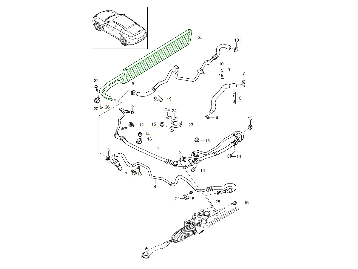 Power steering oil cooler for Porsche 970 Panamera 97034723904 ...