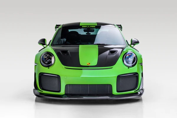 Front bumper lower spoiler in high gloss carbon fibre. Porsche 991.2 ...