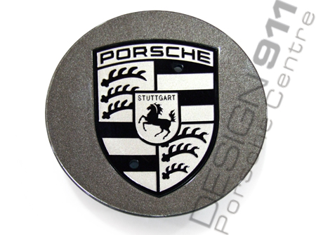 Wheel Caps "Large Crest" Grey with Black crest for Porsche ...