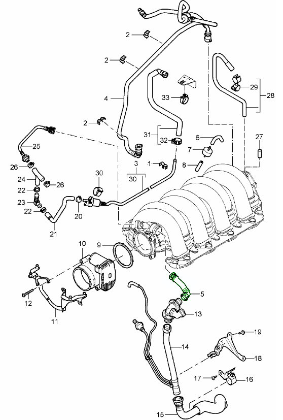 Porsche 955 Cayenne Engine crankcase breather hose 94810721702 ...