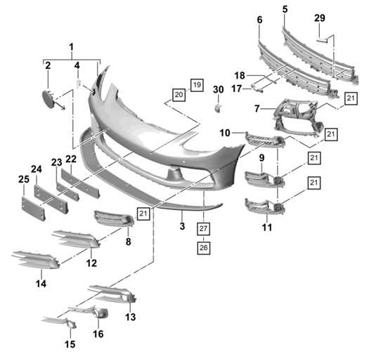 Cover, headlamp washer jet Primed. Porsche 971.1 Panamera ...