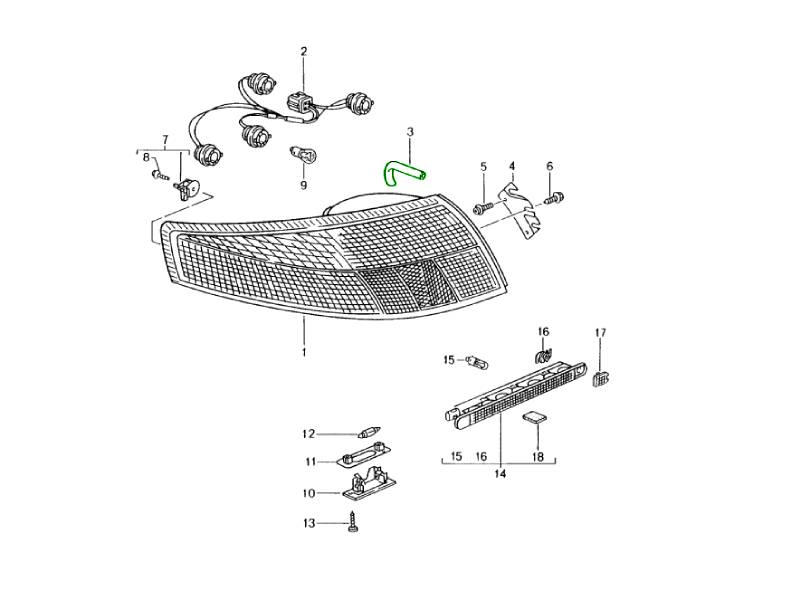 Rear Lamp, Vent Pipe Connection Piece. Porsche 996 Carrera / Turbo ...