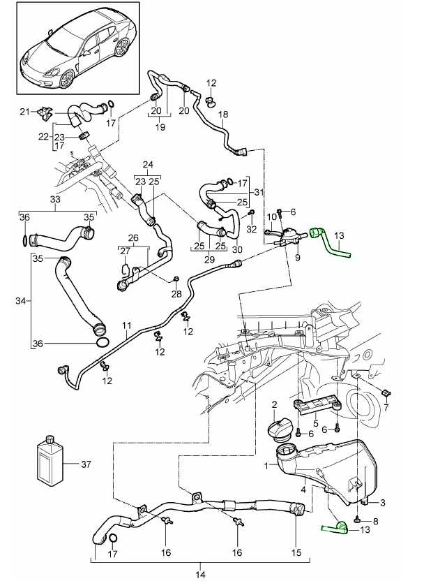 Porsche 970 Panamera Vent line 97010631201 - 97010631201 | Design 911