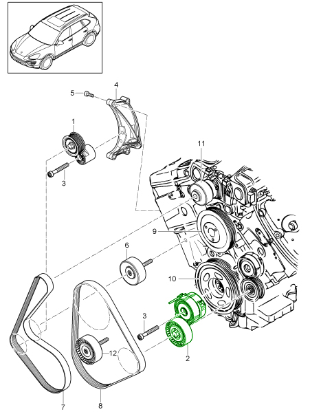 Porsche Cayenne Belt Tensioner Roller 95810236120, 95810236130 ...