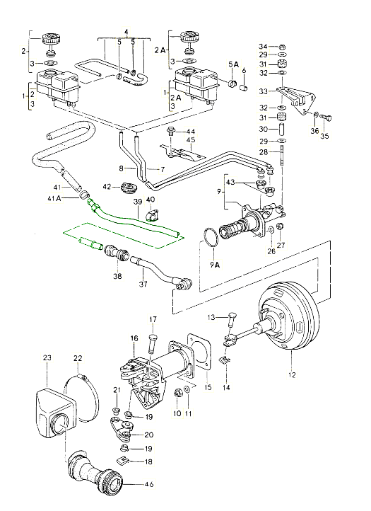 Original Porsche 99335557103 99335557102 Vacuum line for brake servo ...