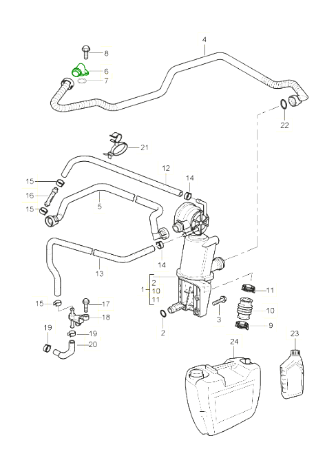 Porsche 996 986 Crankcase breather hose connector 99610704751 ...