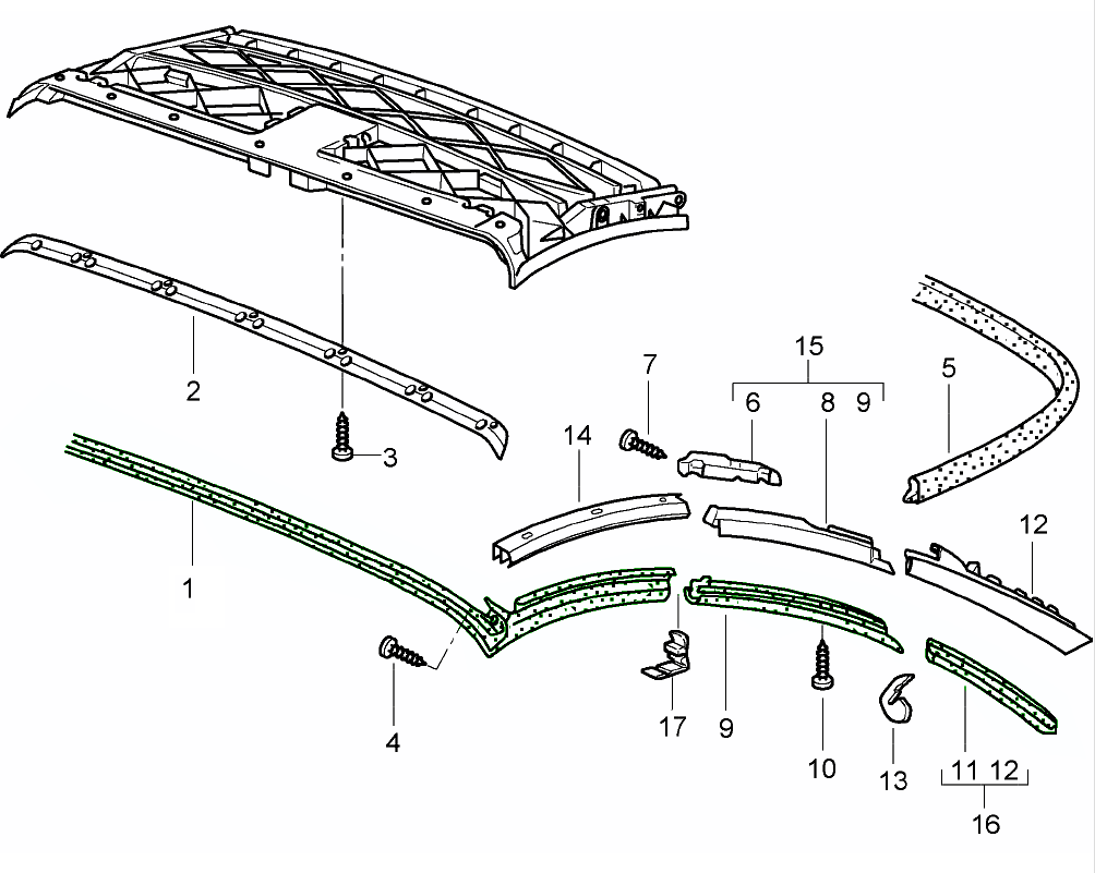 Porsche 996 Cabrio roof frame seal 99656102700 - 99656102700 | Design 911