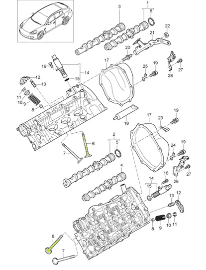 Cylinder head inlet valve set. Porsche 958 Cayenne Hybrid / 970 ...