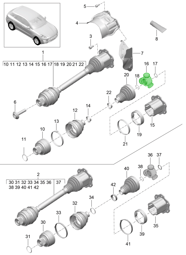 Porsche Macan Driveshaft Inner Joint 95B407363 - 95B407363 | Design 911