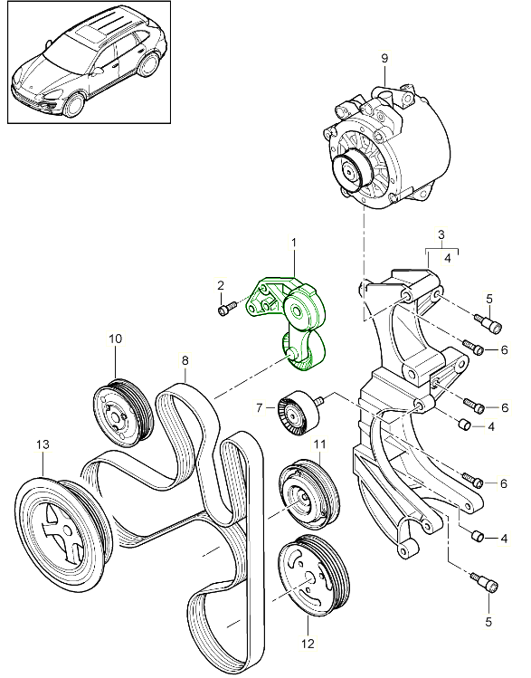 Porsche Cayenne Belt Tensioner Roller 95810236111 - 95810236140/1 ...