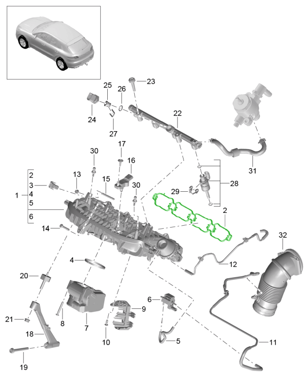 Porsche 95B Macan Intake manifold gasket 95812971700 - 95812971700 ...