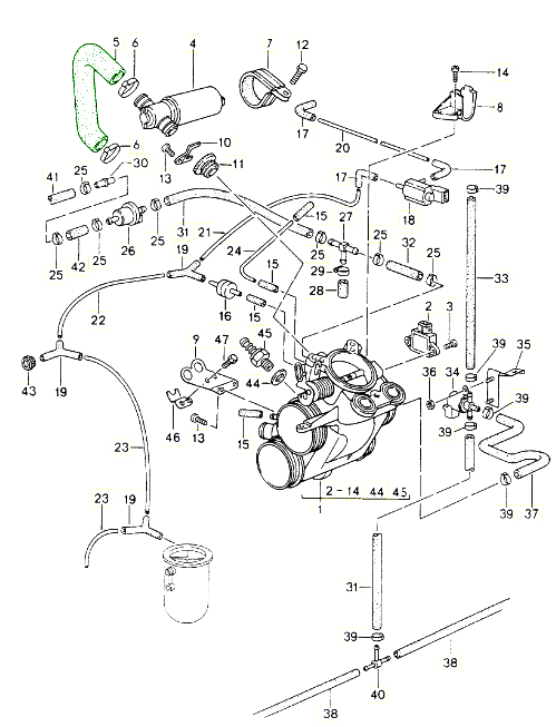 Rear fuel injection idle air control valve hose. Porsche 993 Turbo ...