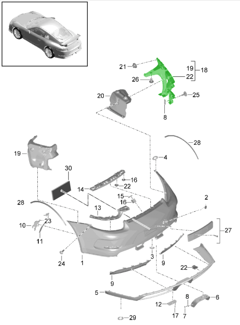 Porsche Rear Bumper Brackets, Retainers & Braces | OEM Mounting ...