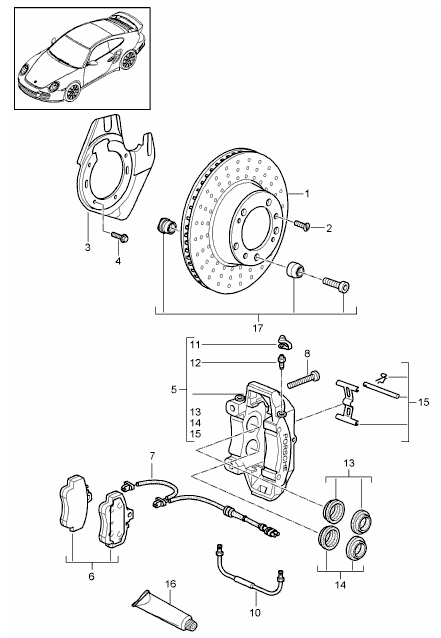 Buy Porsche 997 (911) MK1 2005-2008 997 TURBO 2007>> Brake Disc Cover ...