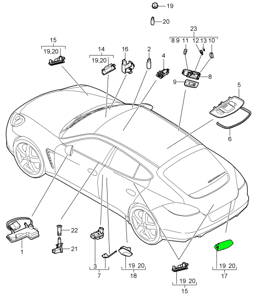 Porsche 970 Panamera Rear Lid Light 97063213501 - 97063213501 | Design 911