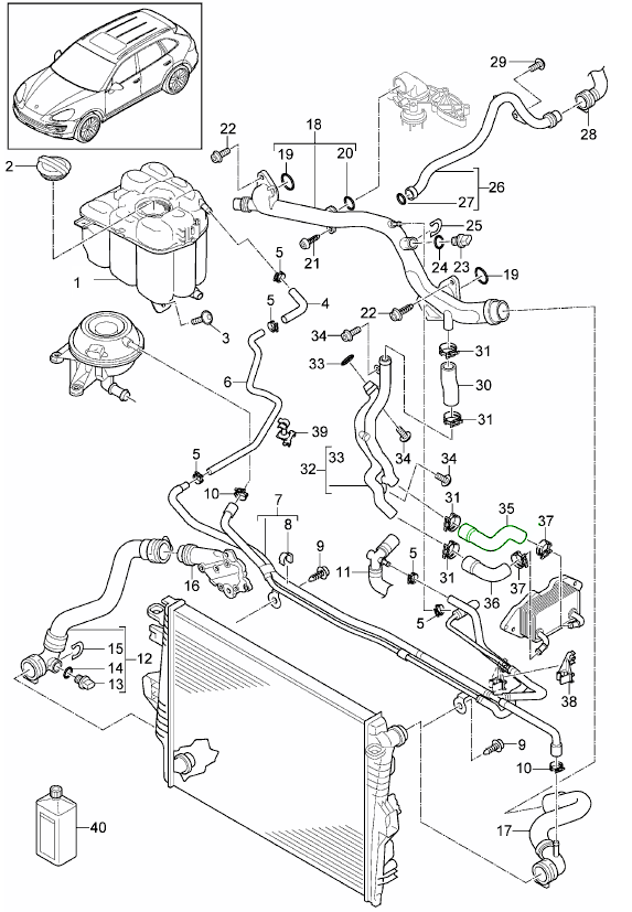 Porsche Cayenne Panamera Hybrid Water hose 95810645900 - 95810645900 ...