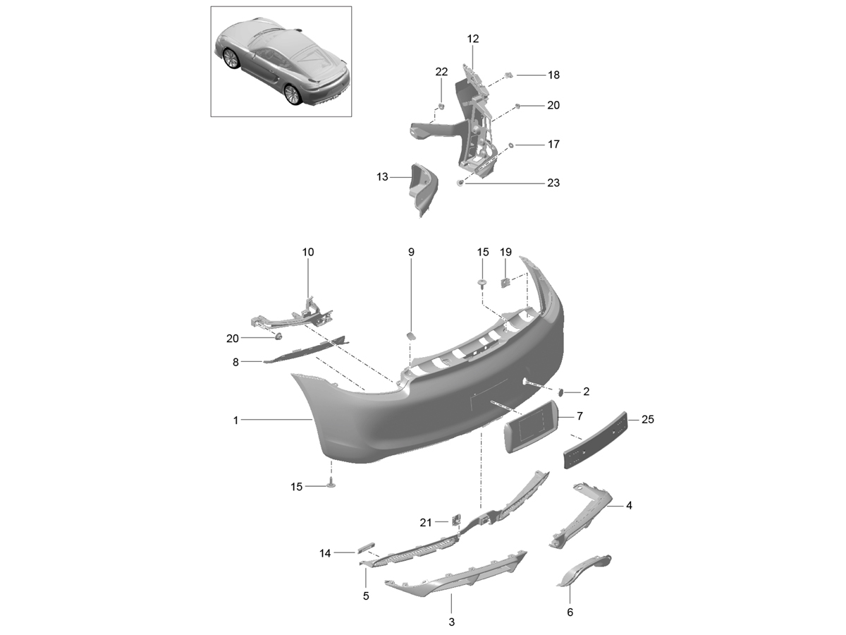 Rear bumper. Porsche 981 Cayman GT4 - 98150599182 | Design 911
