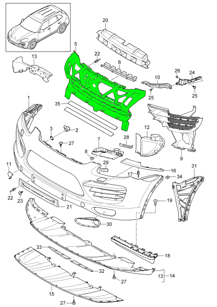 Porsche 958 Cayenne Front Bumper Centre Bracket 95850568321 ...
