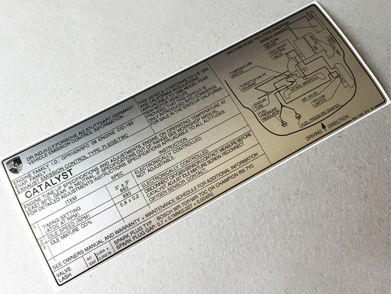 Porsche 911 Emission sticker for engine lid 930006513320651325 ...