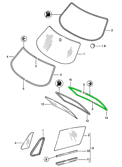 Porsche 911 Coupe Rear Screen Moulding 9115459110070K 9115459120070K ...