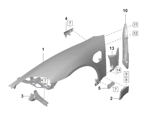 Deformation element front wing. Porsche Taycan - 9J1801869YGRV | Design 911
